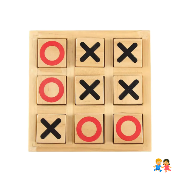 Juego Tres En Raya De Madera Natural Educativo +3 Años.